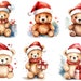 Watercolor Christmas Bear Clipart, Cute Teddy Bear Clipart, Christmas ...