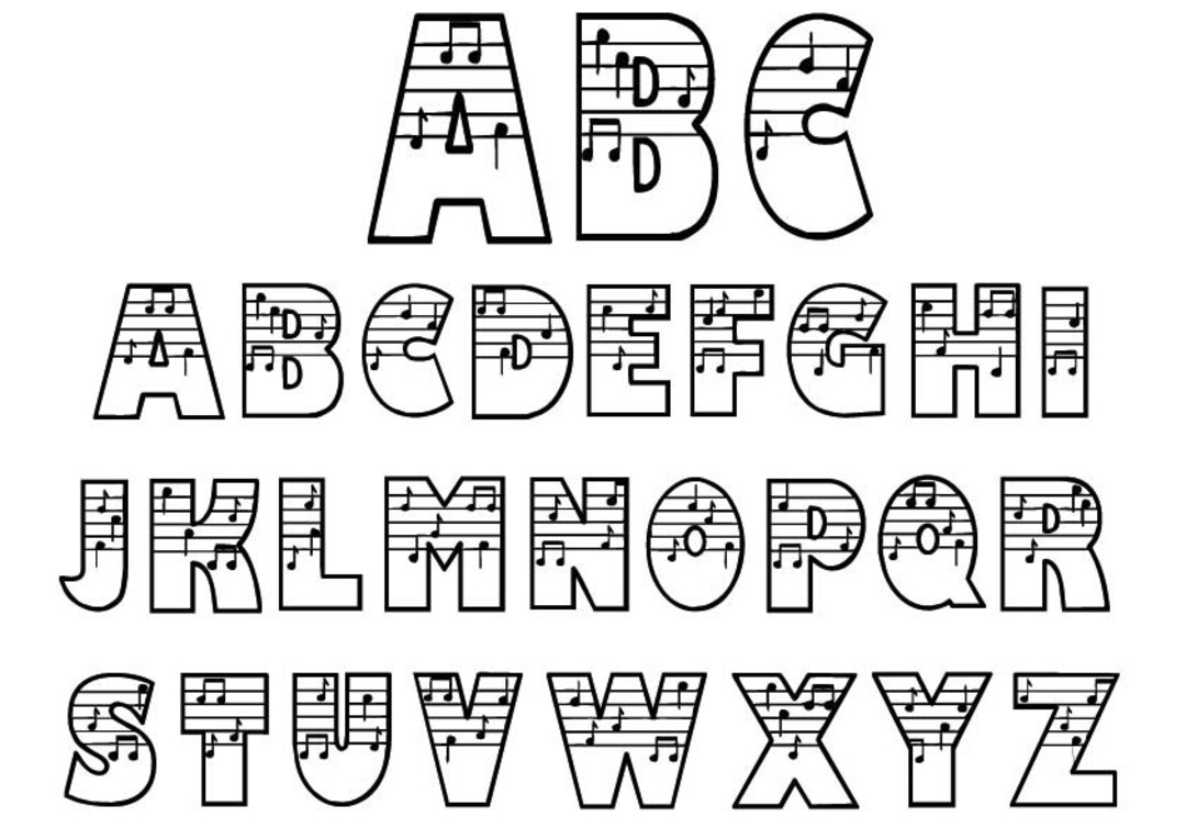 MUSICAL NOTES SVG , Music Notes Alphabet , Music Notes Font , Music ...
