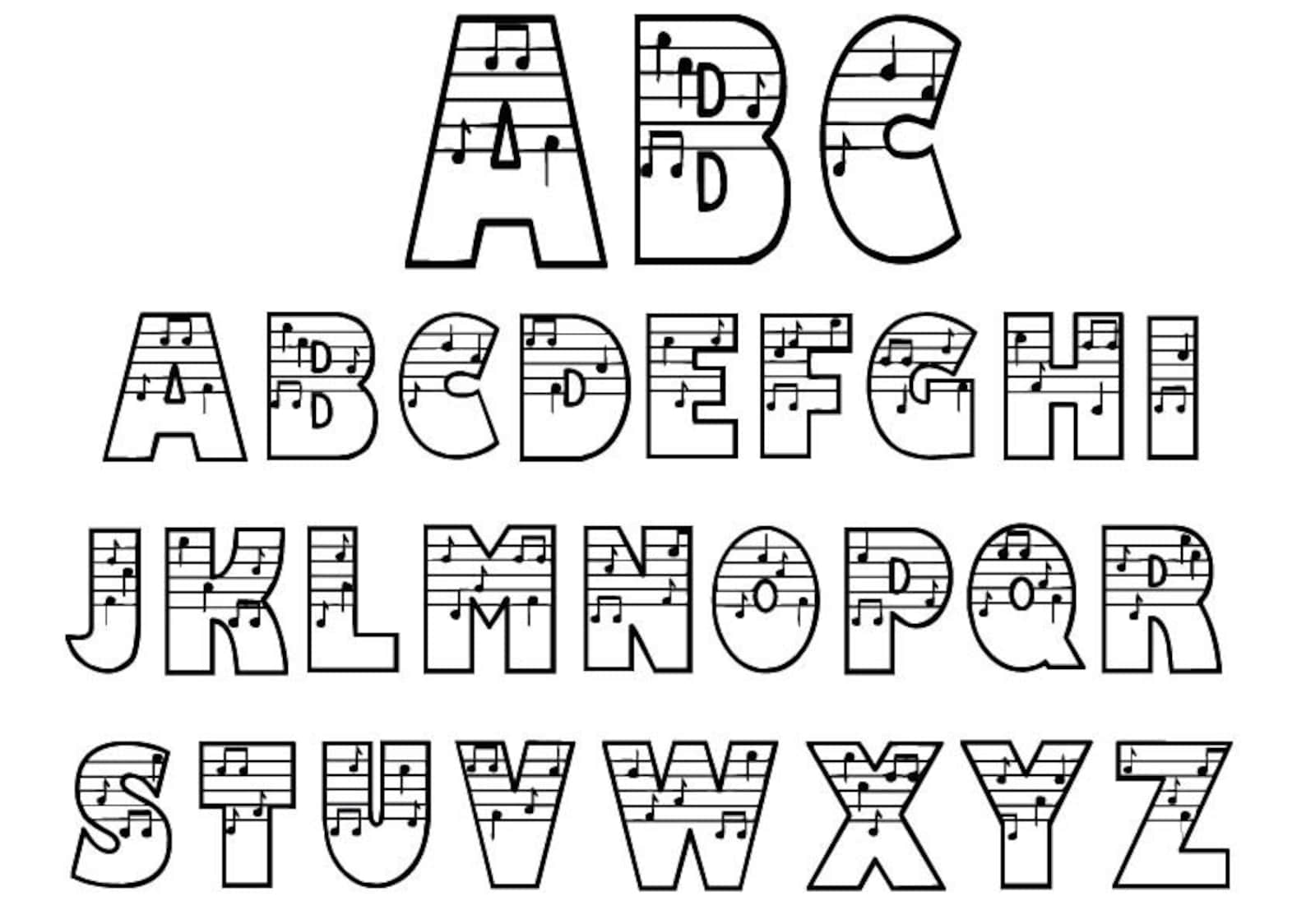 MUSICAL NOTES SVG , Music Notes Alphabet , Music Notes Font , Music ...