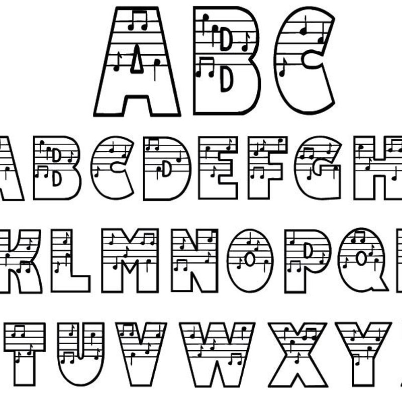 Music Note Letters Font - Etsy