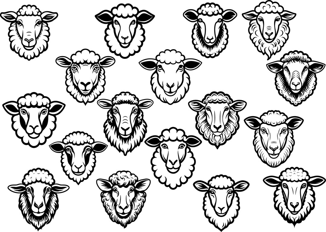 Sheep Svg Bundle, Sheep Face Svg, Sheep Vector, Sheep Clipart - Etsy