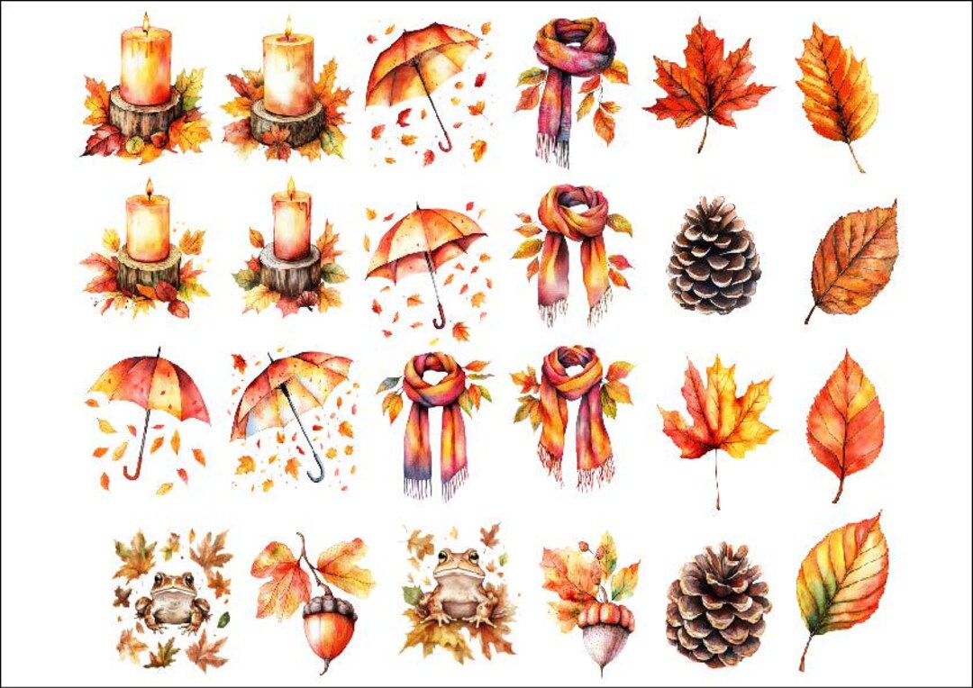 Watercolor Autumn Leaves, Watercolor Fall Png, Fall Clipart, Autumn ...