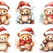 Watercolor Christmas Bear Clipart, Cute Teddy Bear Clipart, Christmas ...