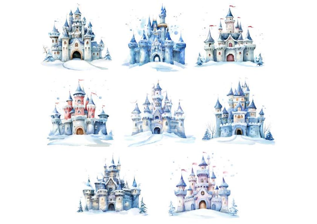 Winter Castle Clipart, Watercolor Winter Castle, Winter Castle Png ...