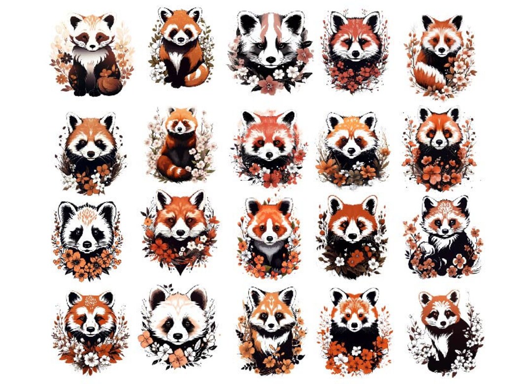 Red Panda Clipart, Red Panda Watercolor Clipart, Cute Animal Clipart ...