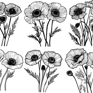 Poppy Svg Bundle, Poppy Flowers Svg, Poopy Clipart, Poppy Cut Files for ...