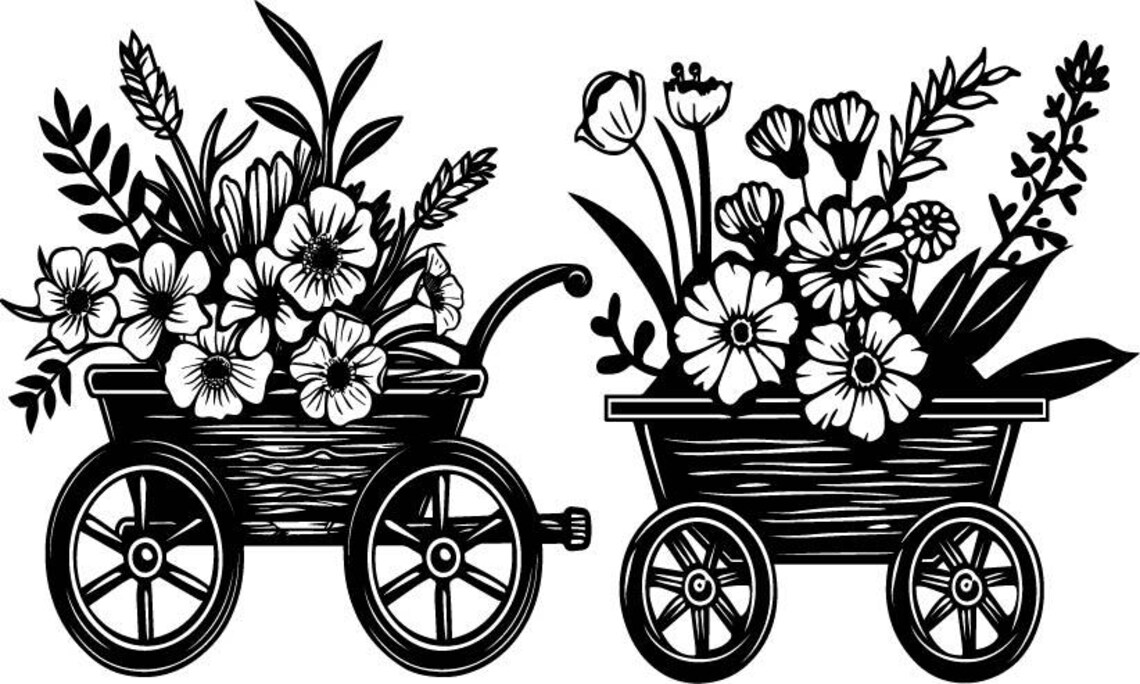 Floral Cart Svg, Flowers Clipart, Flowers Cut Files for Cricut ...