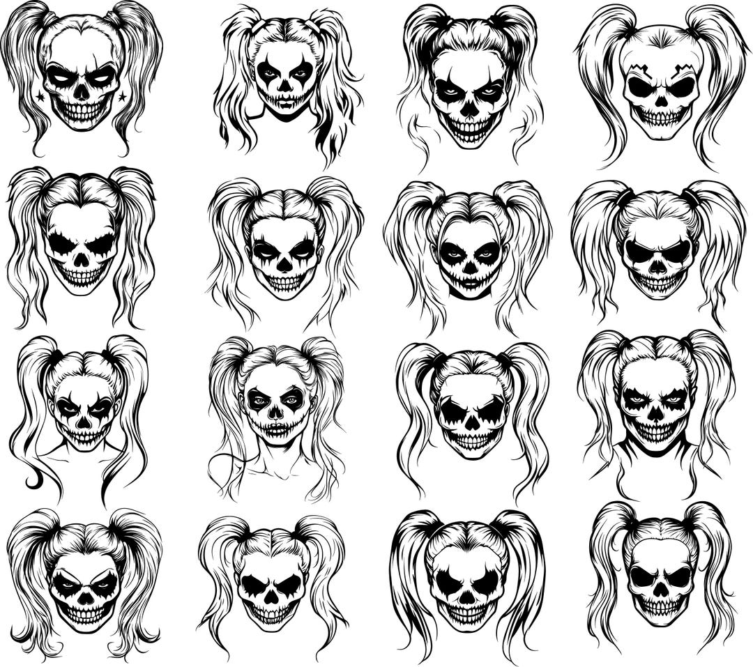 Skull Girl Svg, Skull Girl Clipart, Skeleton Girl Svg, Skeleton Girl ...