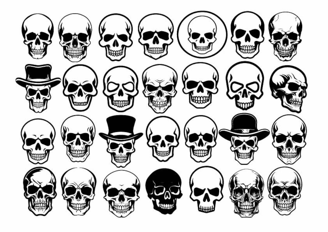 Skull SVG Bundle, Skull Clipart, Skull Cut File for Cricut , Skull Png ...