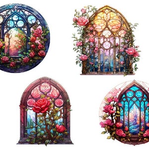 Watercolor Stained Glass Window Clipart, Beautiful Colored Glass Png ...