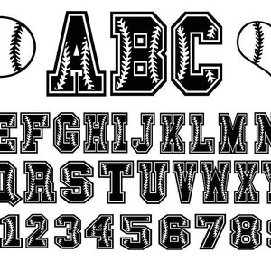 BASEBALL FONT SVG , Baseball Stitches Font , Baseball Svg , Baseball ...