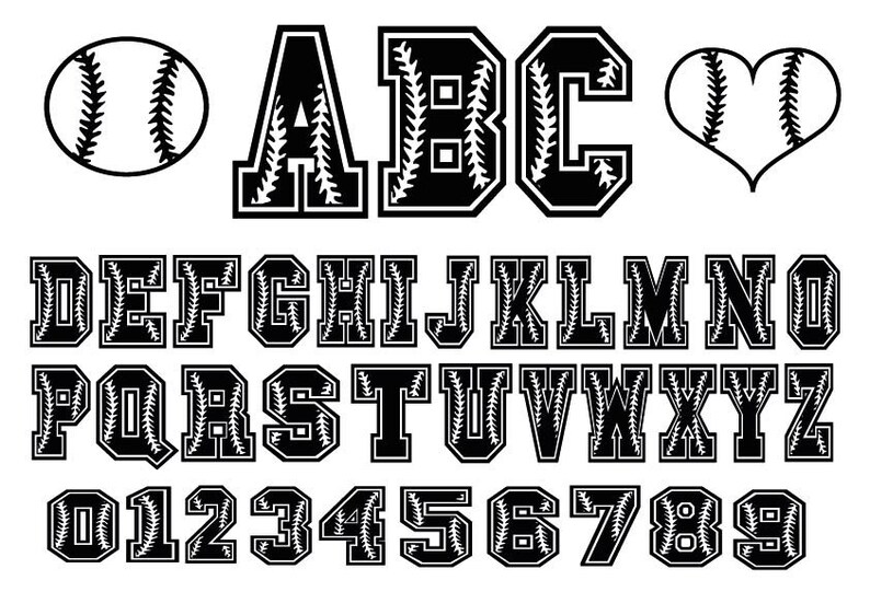 BASEBALL FONT SVG , Baseball Stitches Font , Baseball Svg , Baseball ...