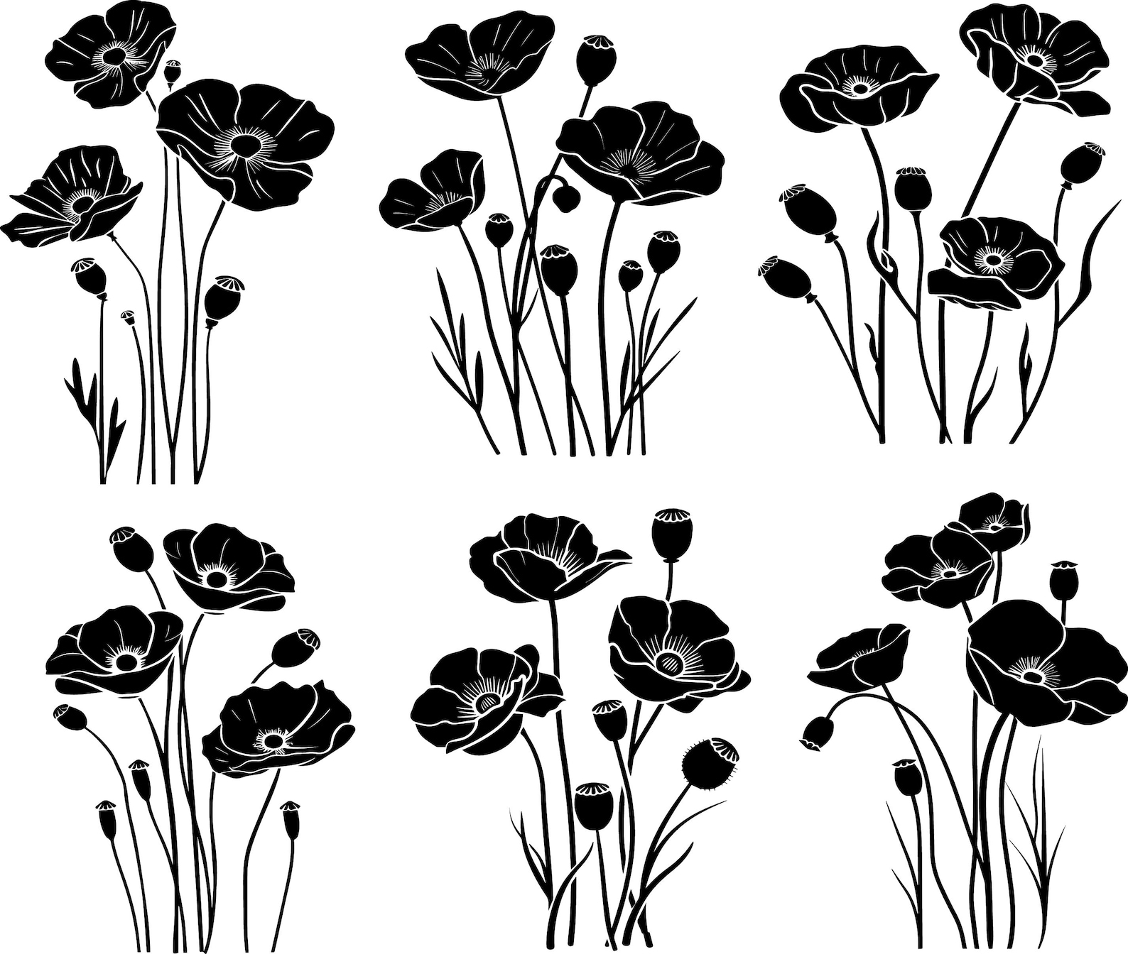 Poppies Svg, Poopy Flower Svg, Poppy Clipart, Poopy Cut File for Cricut ...