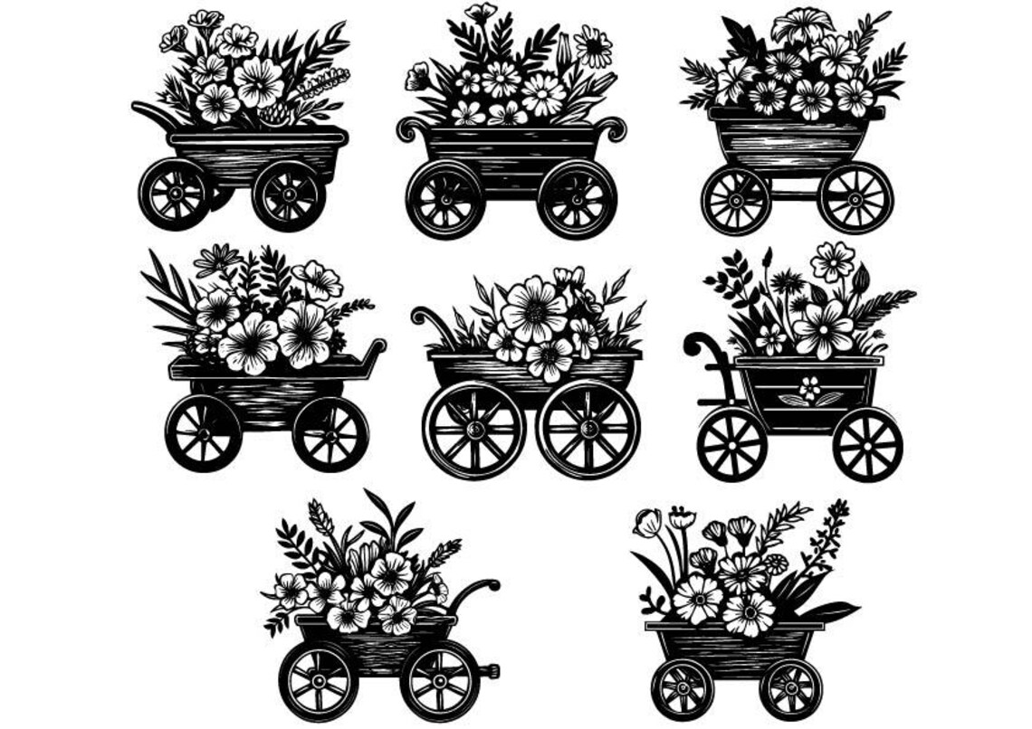 Floral Cart Svg, Flowers Clipart, Flowers Cut Files for Cricut ...