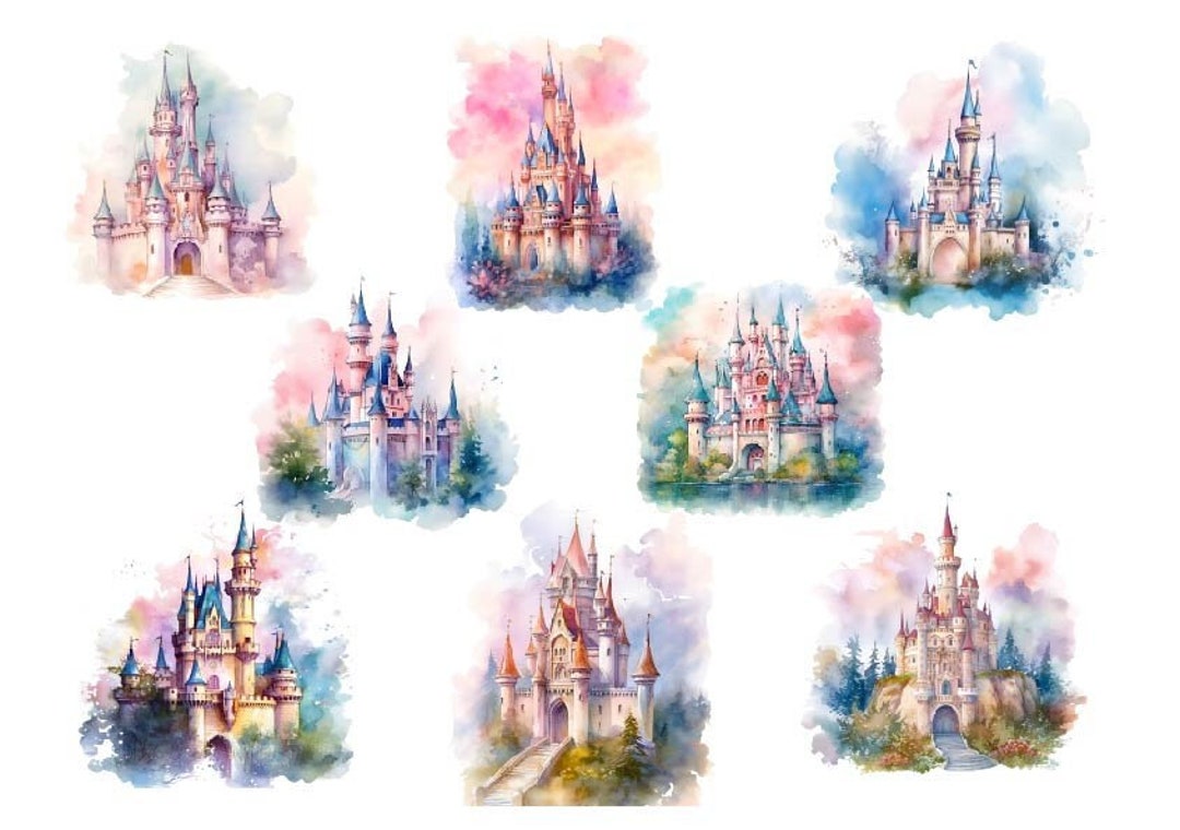 Watercolor Fairytale Castle , Watercolor Princess Castle Clipart, Fairy ...