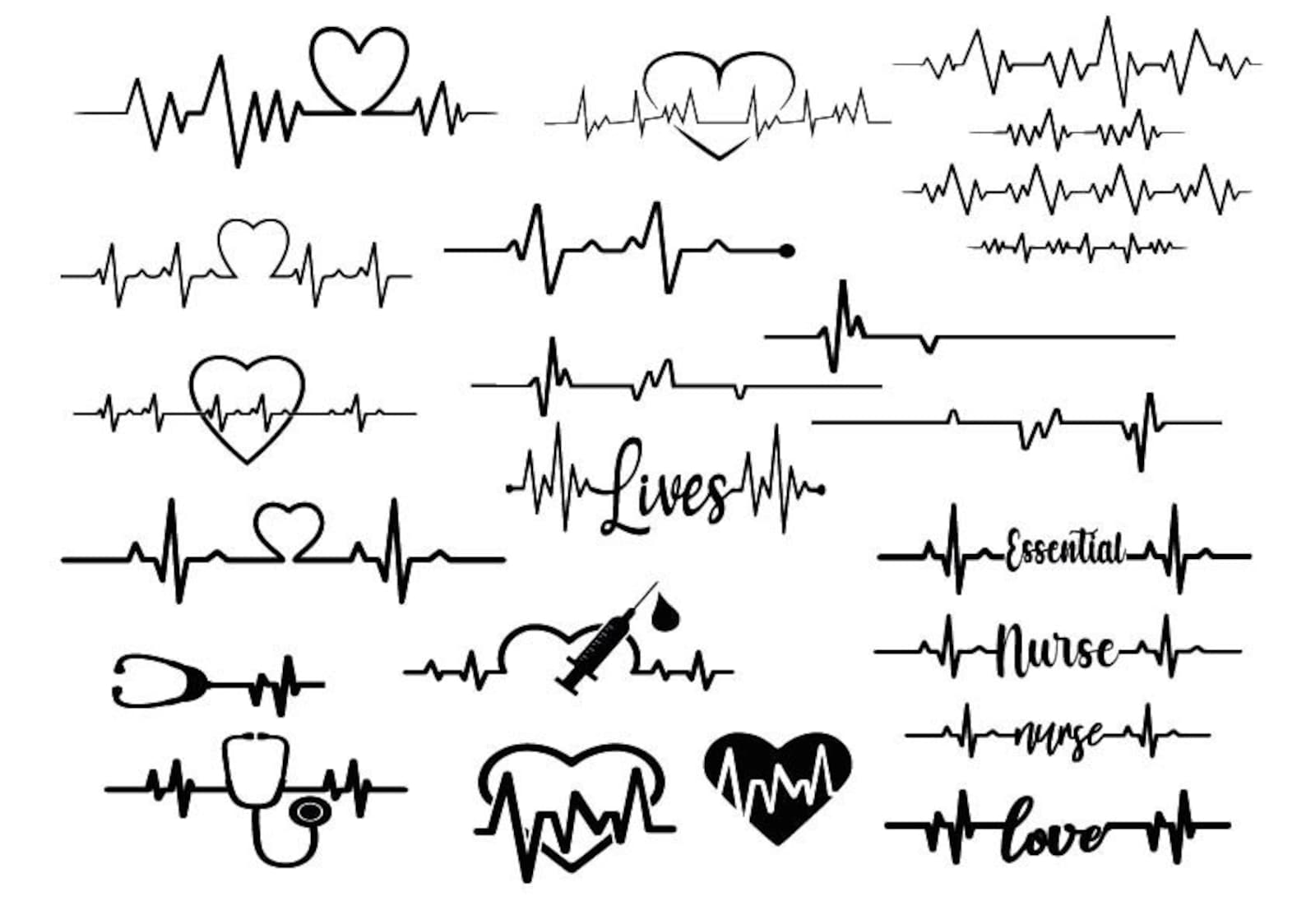 HEARTBEAT SVG Bundle Heartbeat Clipart Heartbeat Monogram - Etsy