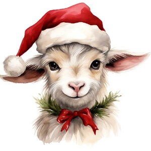 Christmas Goat PNG Clipart Bundle, Watercolor Christmas Goat Png ...