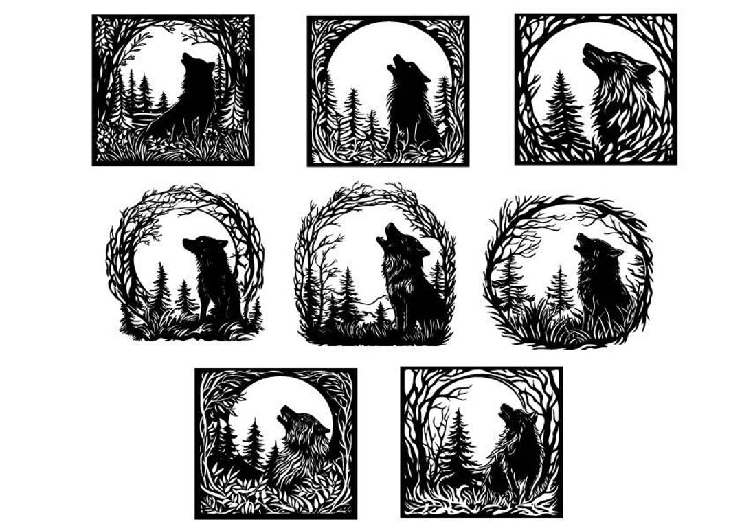 Wolf Scene Svg, Howling Wolf Svg, Wolf Clipart, Wolf Cut Files for ...