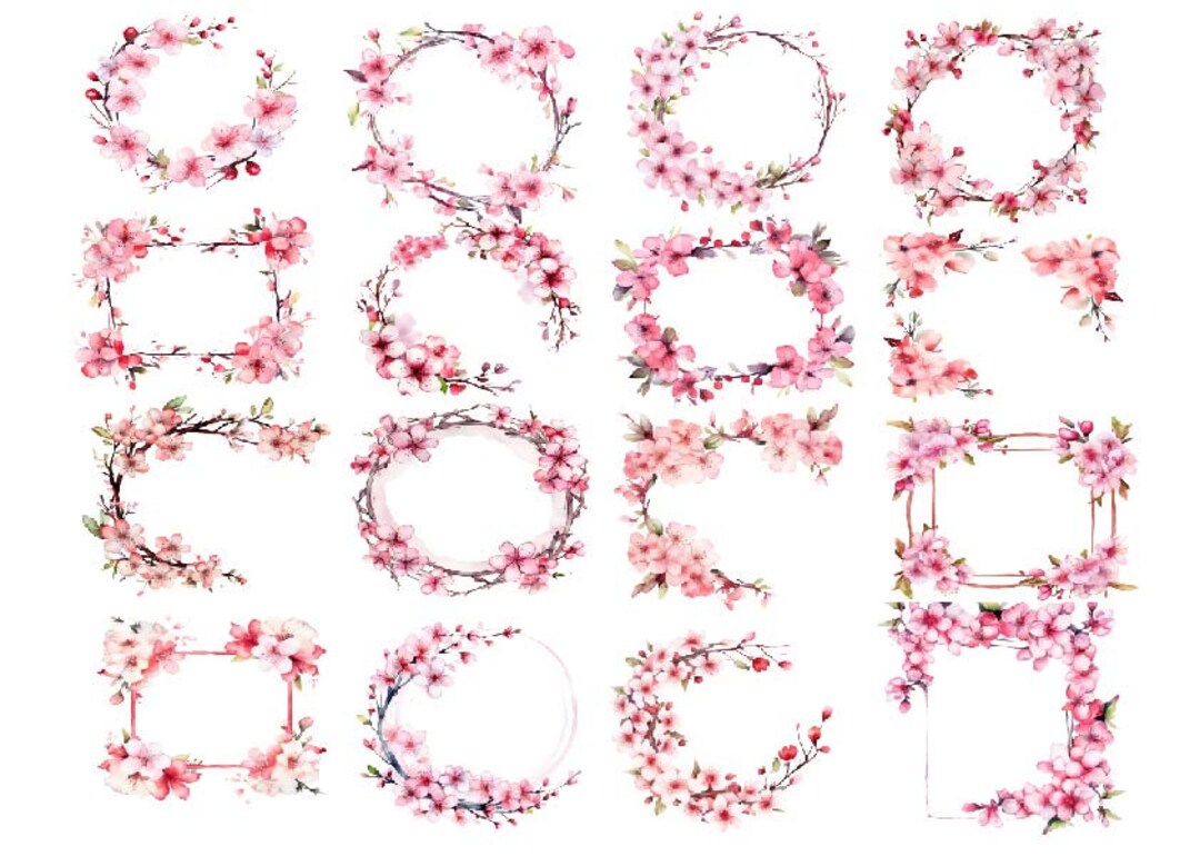 Watercolor Cherry Blossoms Clipart, Sakura Clipart, Cherry Blossoms ...