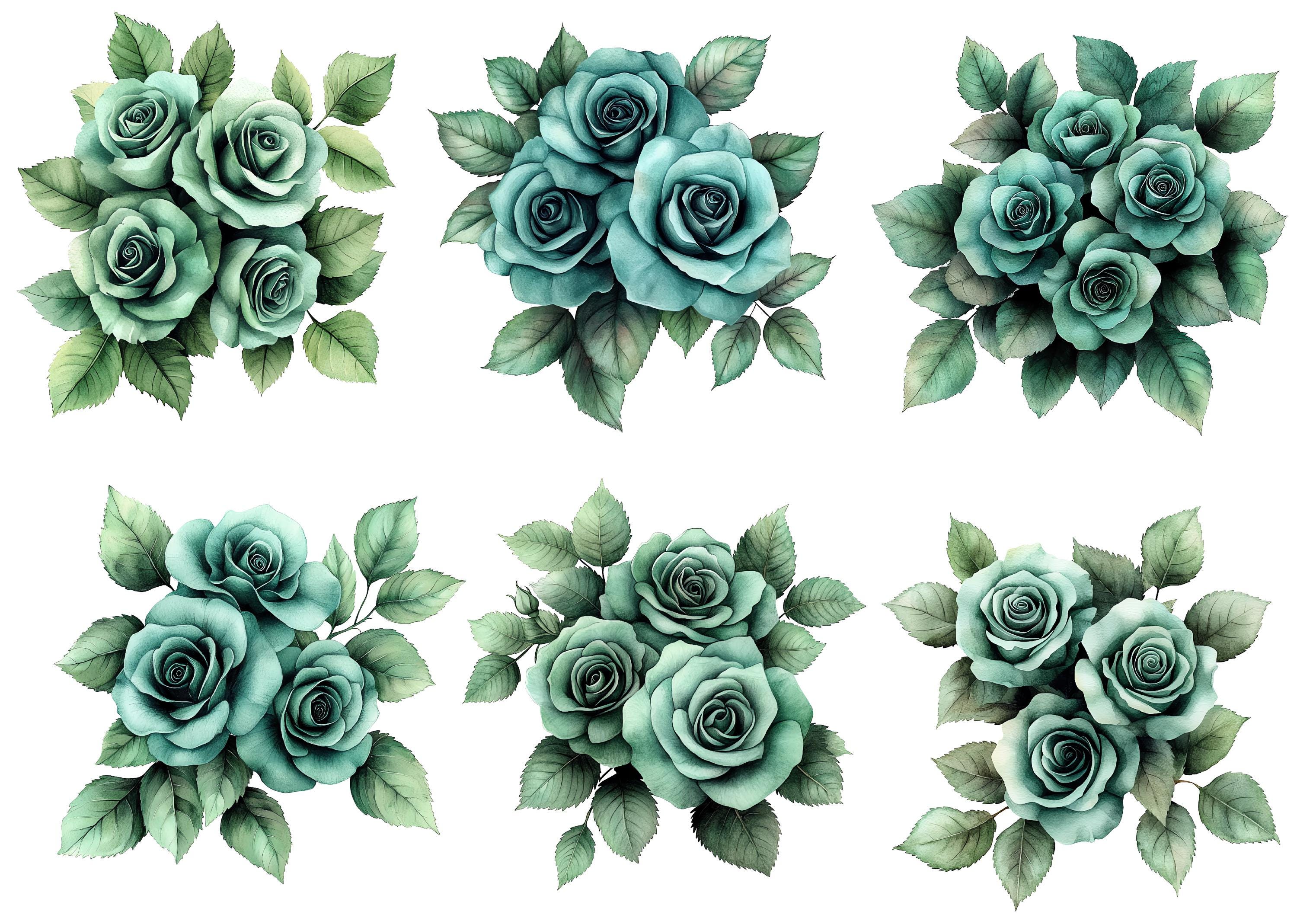 Watercolor Green Rose, Soft Green Rose Clipart , Green Watercolor ...