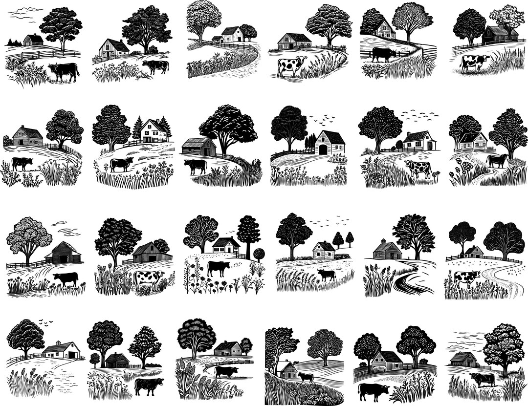 Farm Scene Svg, Farm Clipart, Farm Vector, Farm Landscape Svg, Farm ...