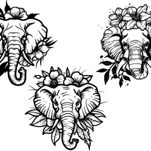 Floral Elephant Svg, Elephant Svg, Elephant Clipart, Elephant Cut Files ...
