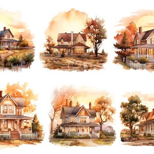 Watercolor Rustic Farmhouse, Rustic Farmhouse Clipart, Watercolor ...