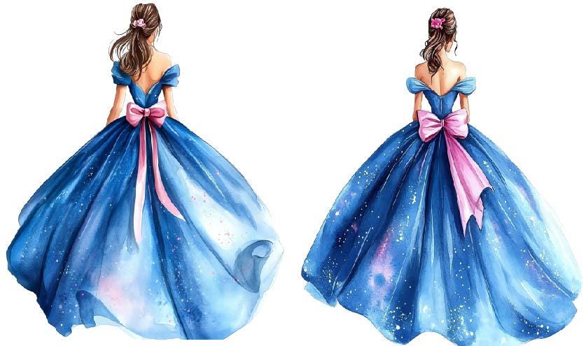 Watercolor Princess Clipart, Watercolor Woman With Blue Dress ...