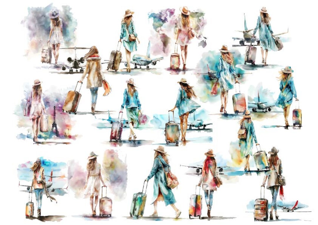 Watercolor Travel Clipart, Watercolor Summer Vacation, City Woman ...