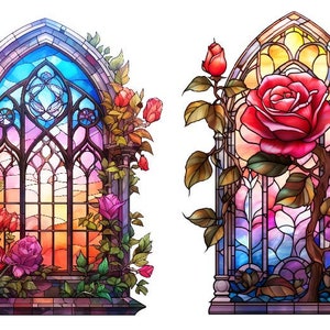 Watercolor Stained Glass Window Clipart, Beautiful Colored Glass Png ...