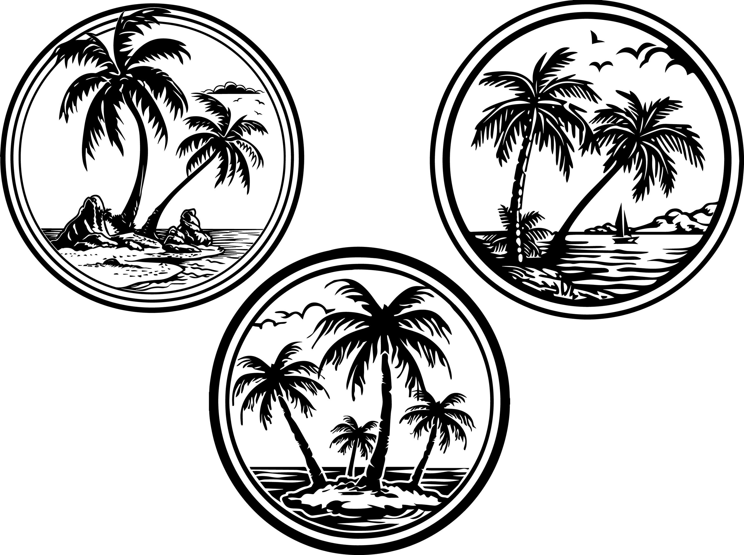 Beach Scene Svg, Summer Clipart, Palm Trees Svg, Summer Cut Files for ...