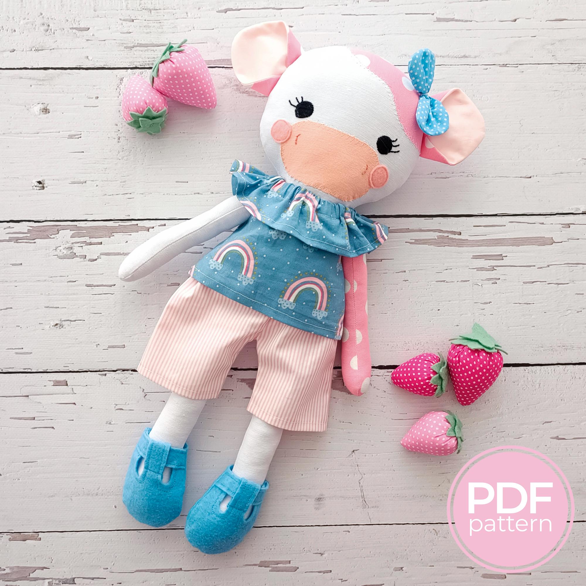 Cow Doll PDF Sewing Pattern and Step by Step Instructions- Beginner ...
