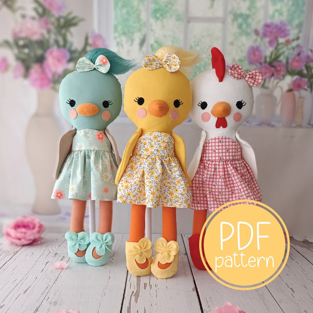 Chick, Hen and Duck Doll PDF Sewing Pattern and Step by Step ...
