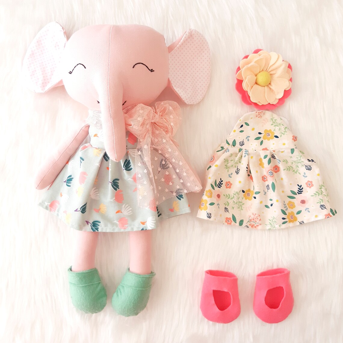 Cute Handmade Elephant Doll one of a kind little girl | Etsy