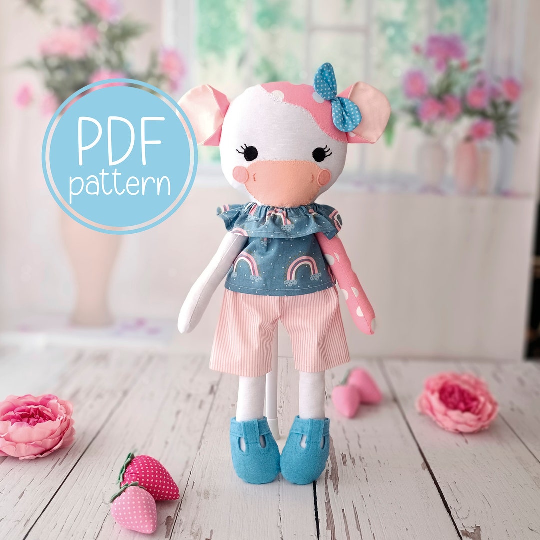Cow Doll PDF Sewing Pattern and Step by Step Instructions Beginner ...