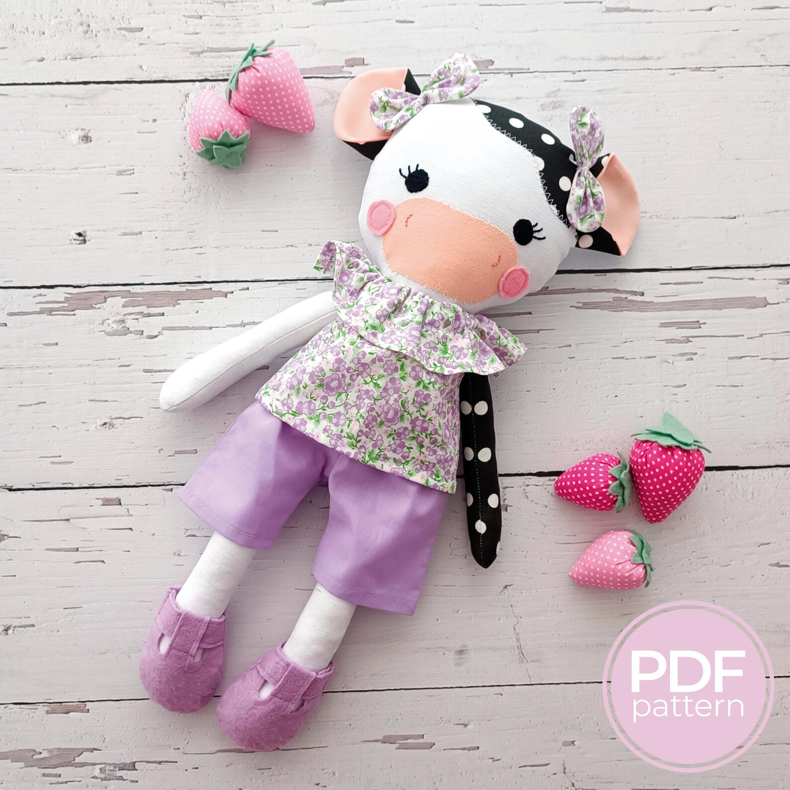 Cow Doll PDF Sewing Pattern and Step by Step Instructions- Beginner ...
