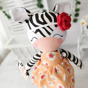Handmade Zebra Rag Doll, Baby's First Soft Toy, Great Birthday Gift for ...