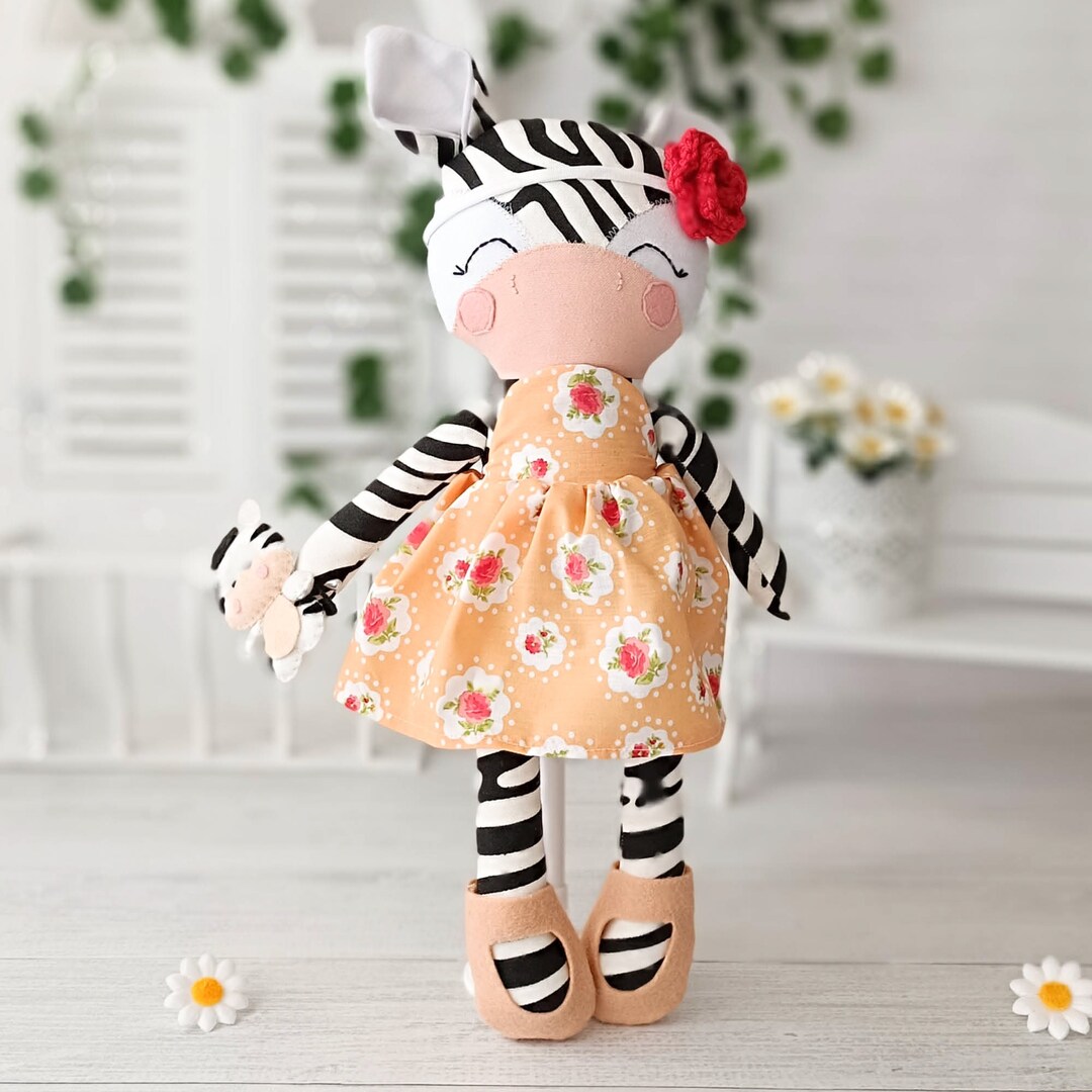 Handmade Zebra Rag Doll, Baby's First Soft Toy, Great Birthday Gift for ...