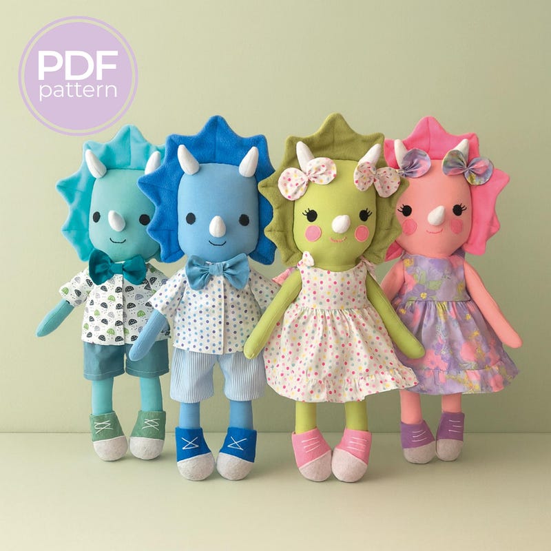 Dinosaurs Dolls Pdf - Etsy
