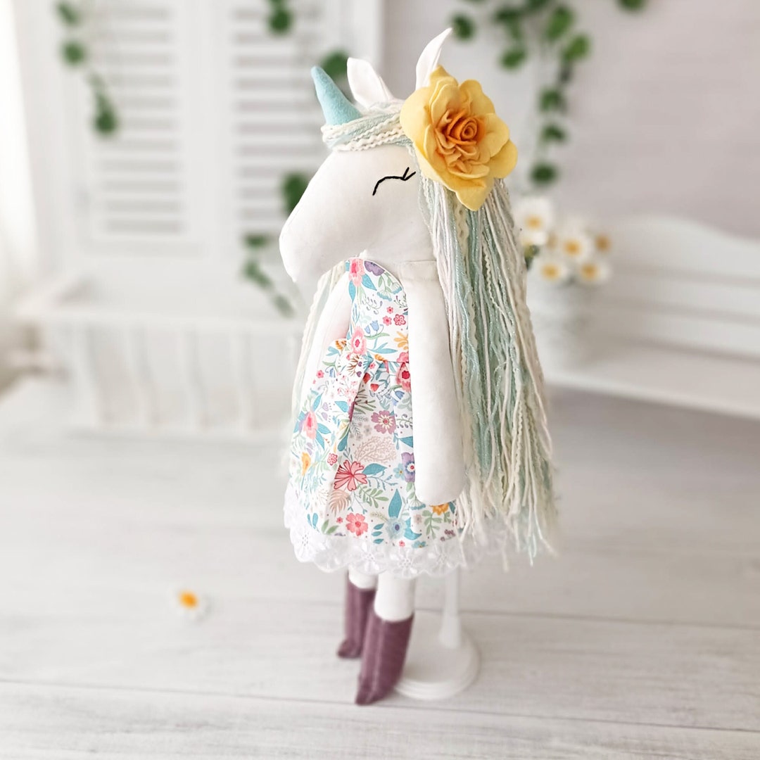 Cute Unique Handmade Unicorn Doll in Lovely Spring Outfit, One of a ...