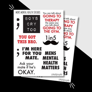 Men's Mental Health Awareness Sticker Sheet With 9 - Etsy