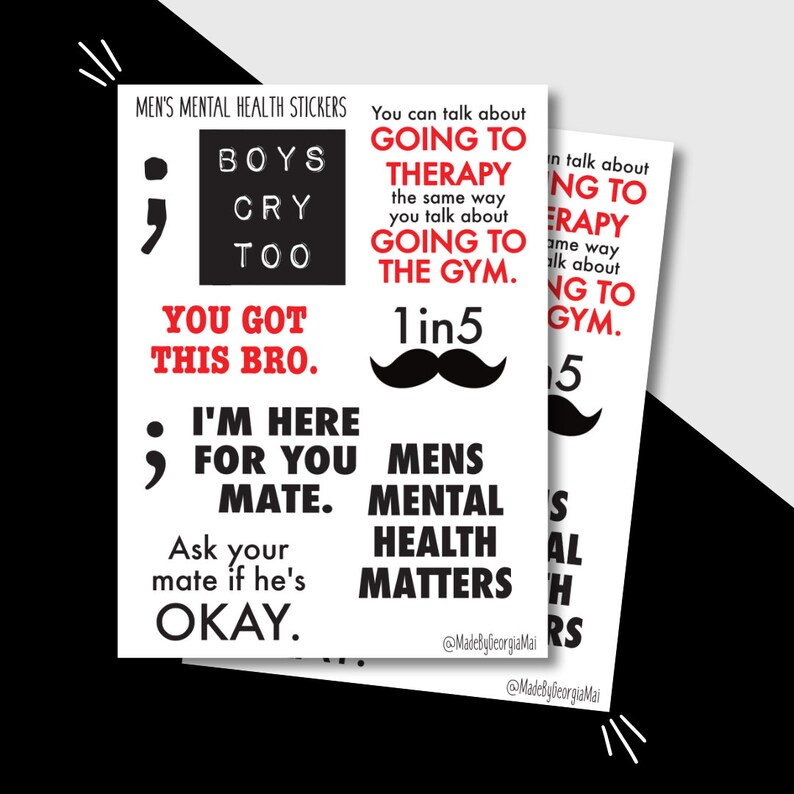 Men's Mental Health Awareness Sticker Sheet With 9 | Etsy