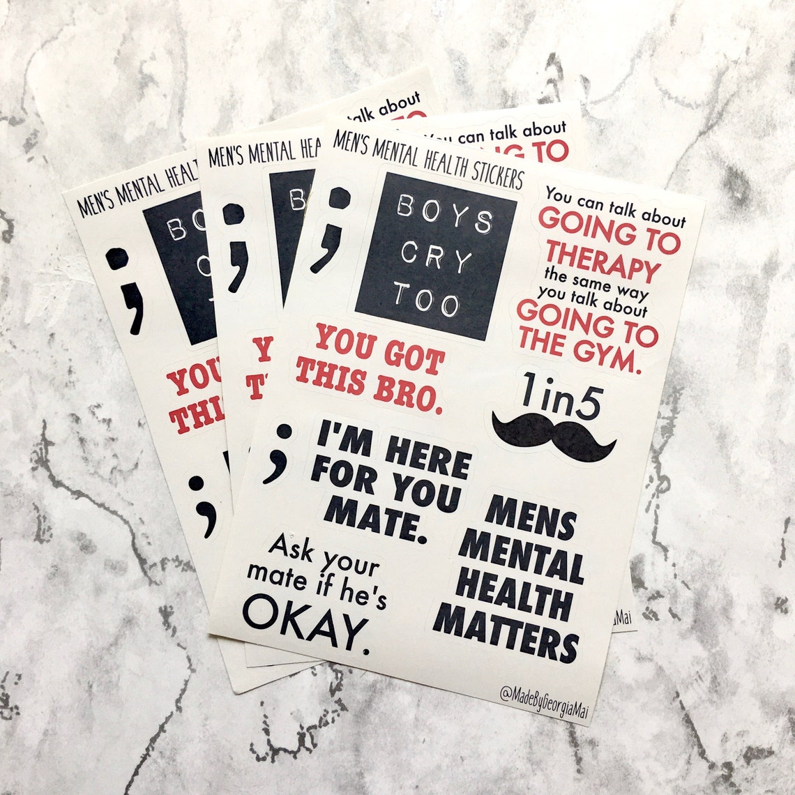 Men's Mental Health Awareness Sticker Sheet With 9 | Etsy