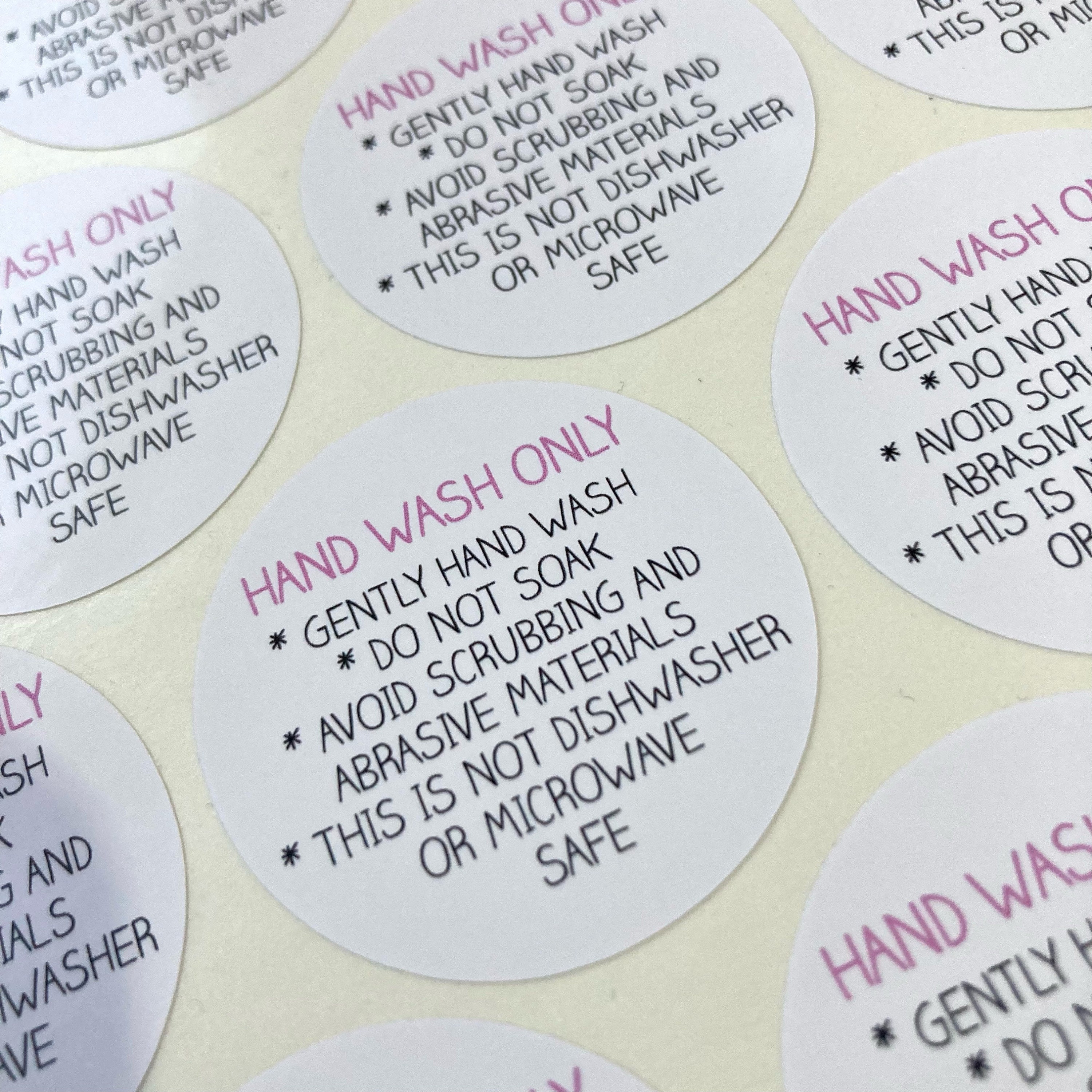 Hand Wash Only Stickers for Adhesive Vinyl Products Packaging and ...