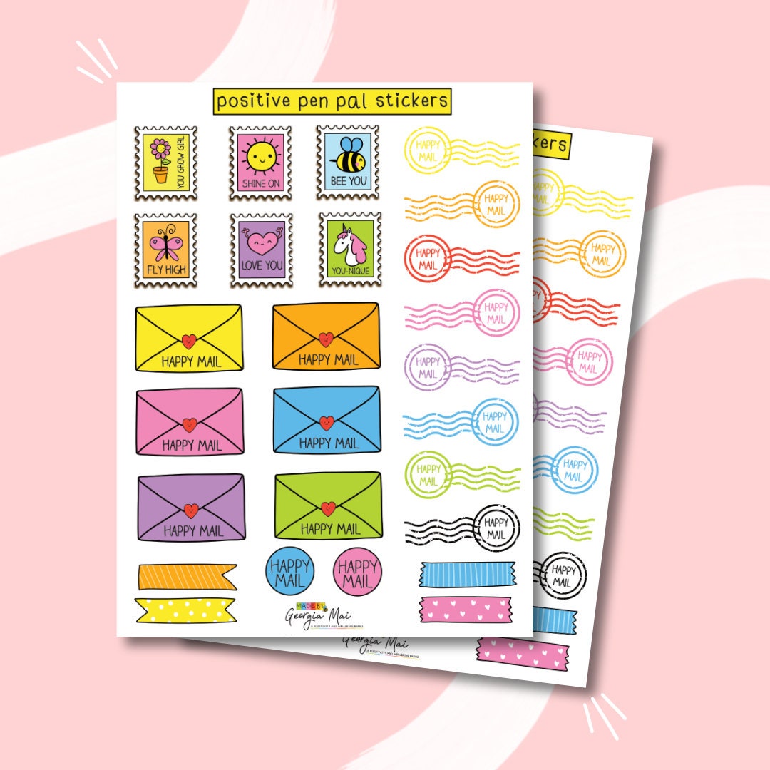 Positive Pen Pal Sticker Sheet With 26 Stickers | Etsy