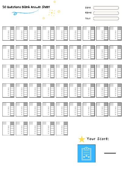 Multiple Choice Answer Sheet