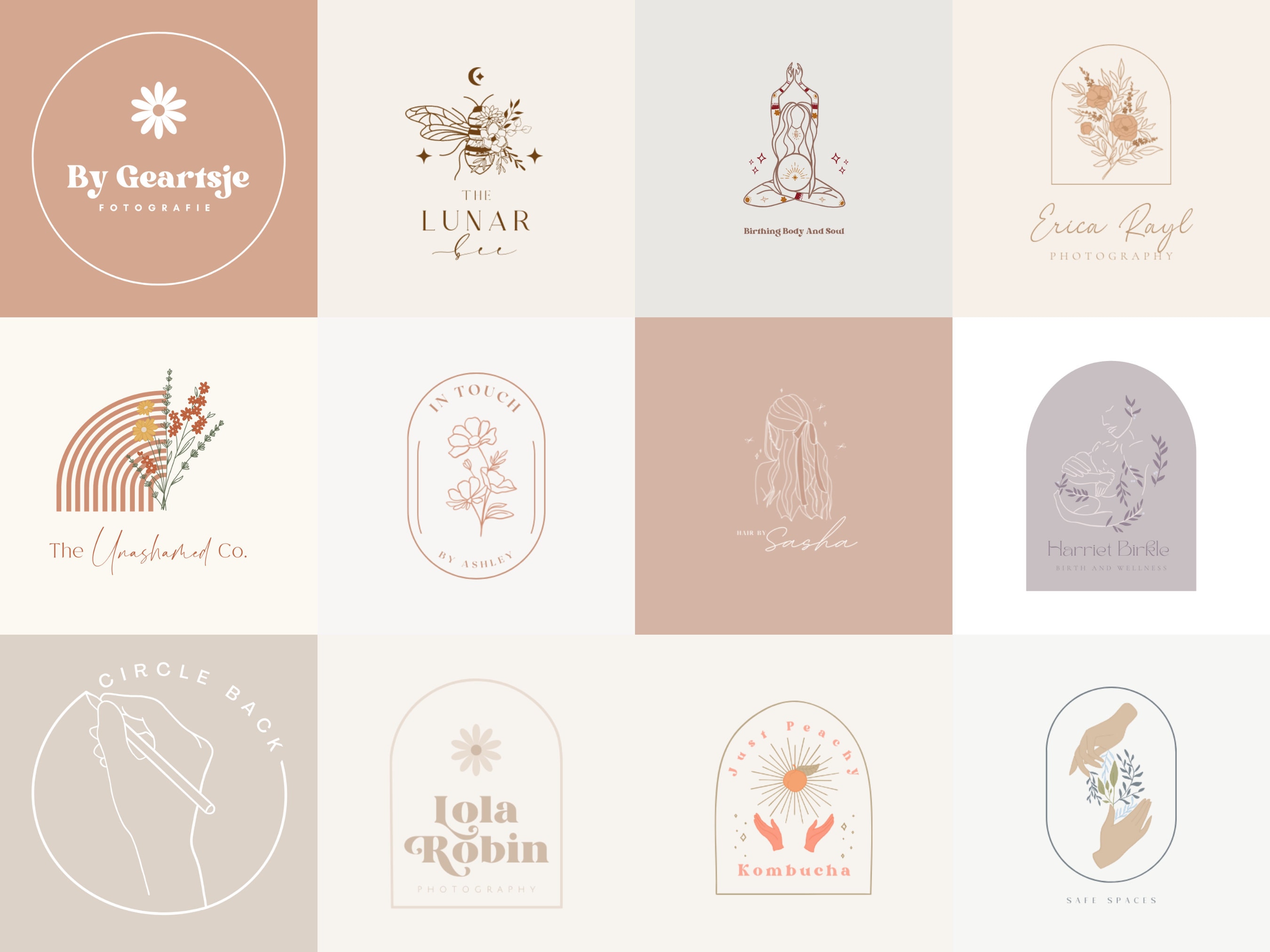 Custom Logo Package Boho Logo Earthy Logo Logo Design - Etsy