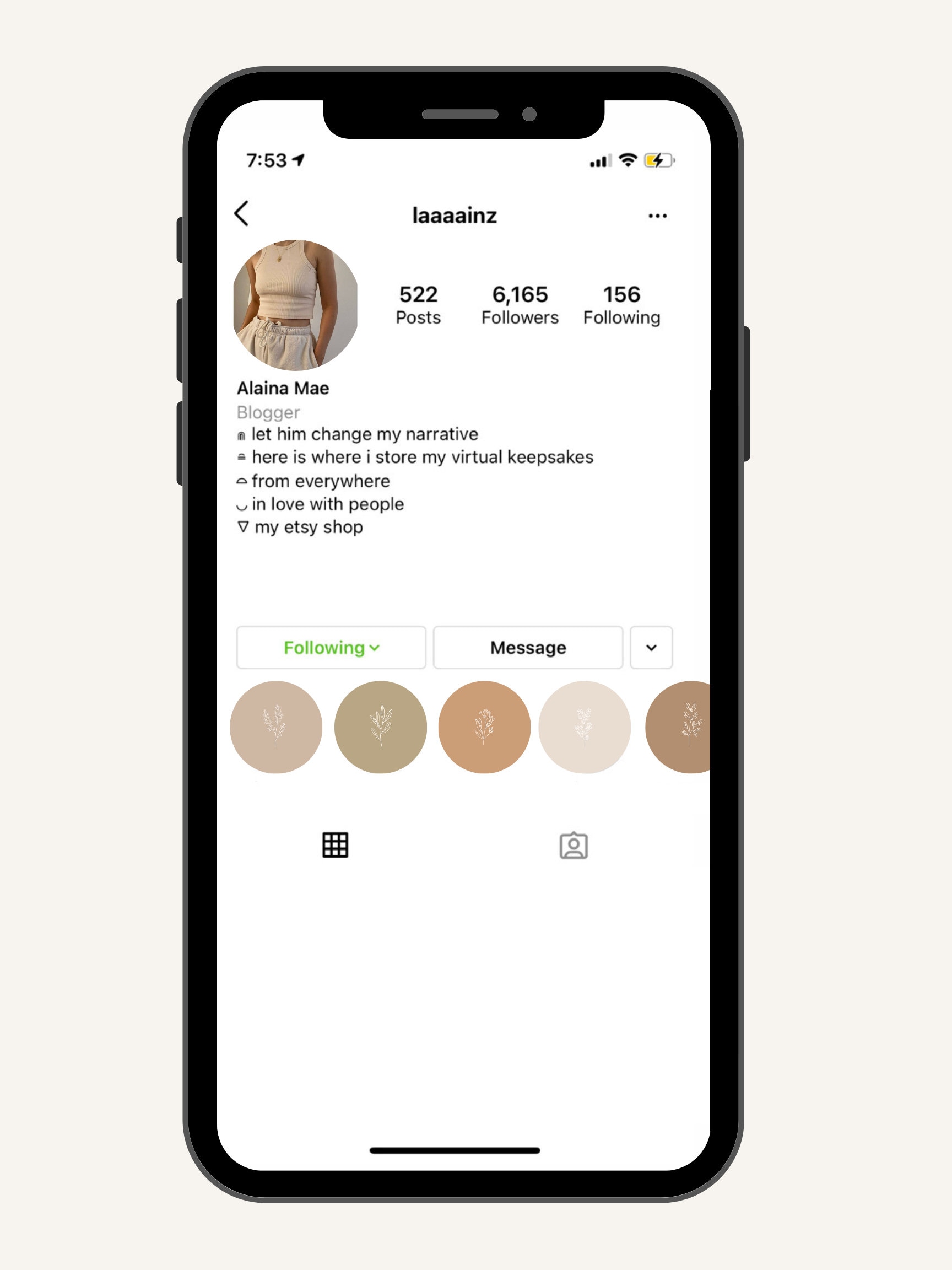 Neutral IG Icon Minimalist IG Cover Beige Ig Story Highlight Floral ...