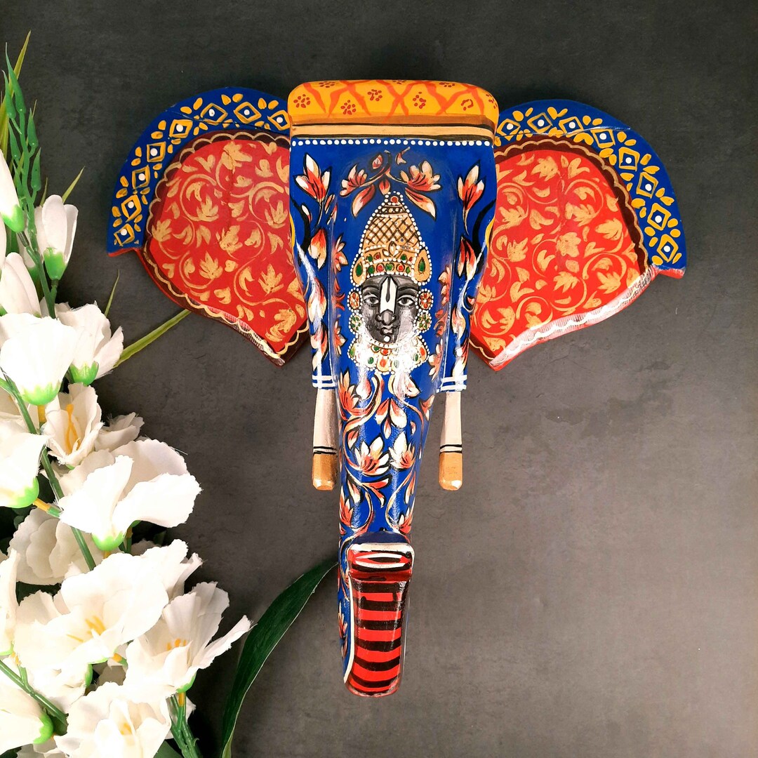 Elephant Head Wall Hanging Shelf Decor Wooden Elephant Head With Balaji ...