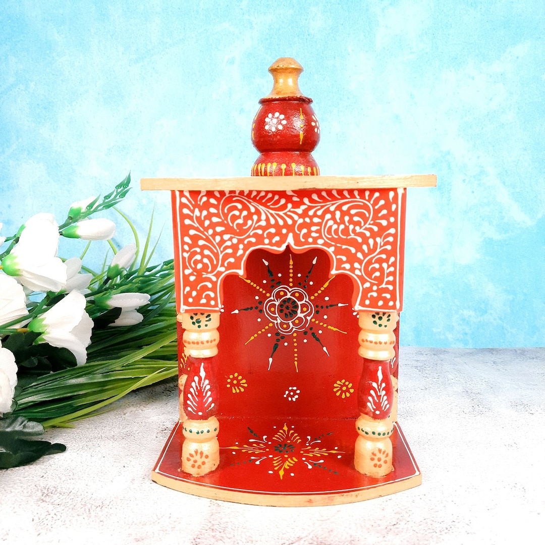 Pooja Temple Wall Hanging God Temple for Home Wooden Mandir Stand Small ...